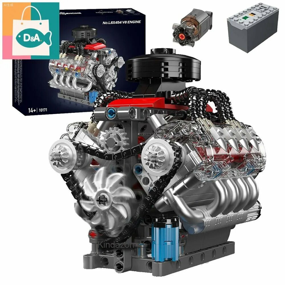 Конструктор "Двигатель V8", 487 элементов, масштабная модель, 14+