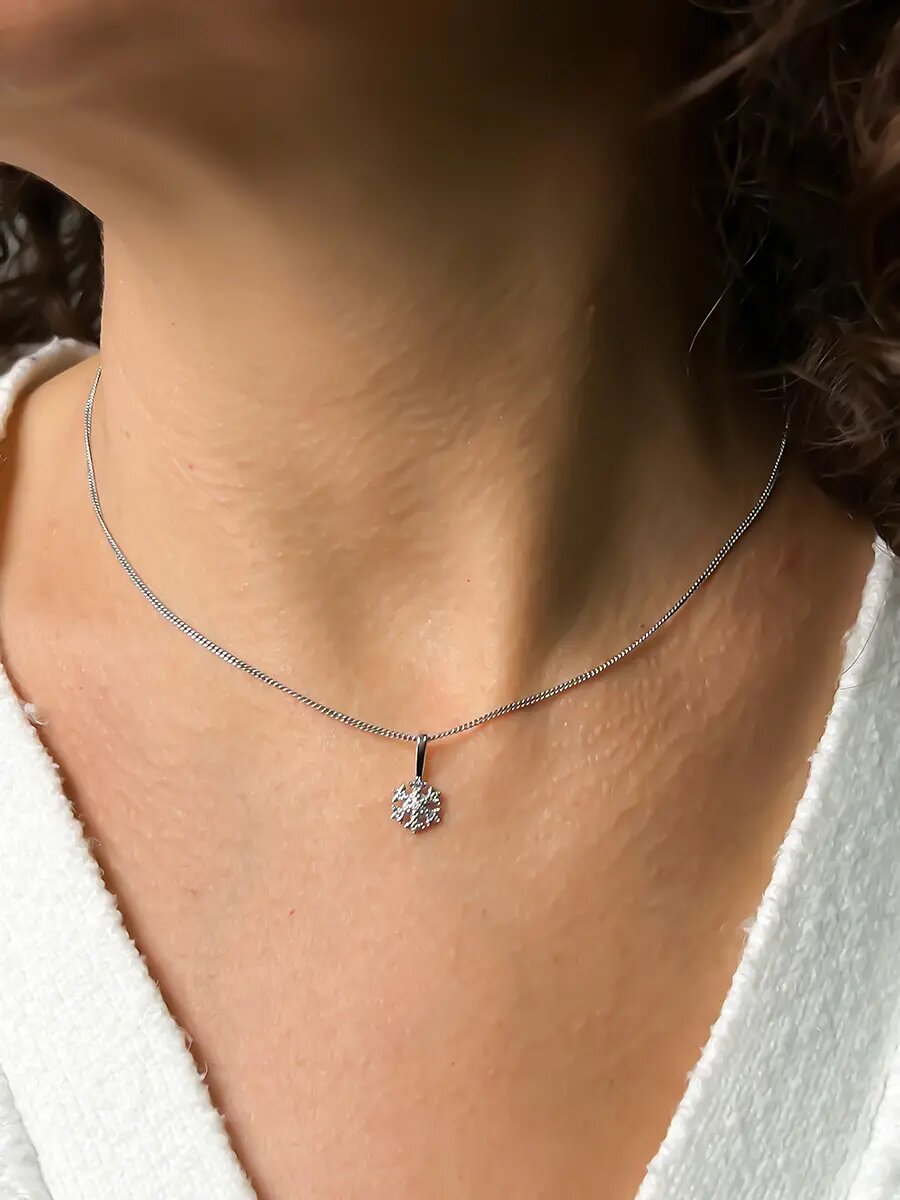 Подвеска, белое золото, 375 проба, родирование, бриллиант