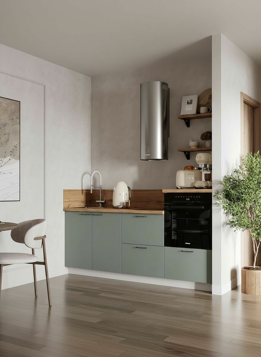 ARNIKA Кухонный гарнитур со столешницей "Дакия" 2,1м х цвет олива (зеленый), фасад Эмаль