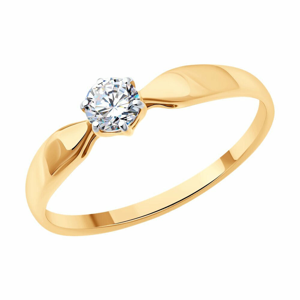 Кольцо помолвочное, красное золото, 585 проба, бриллиант