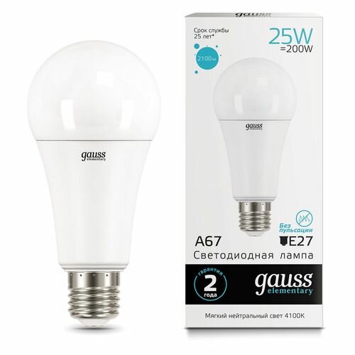 Упаковка ламп LED GAUSS E27, груша, 25Вт, 10 шт. [73225]