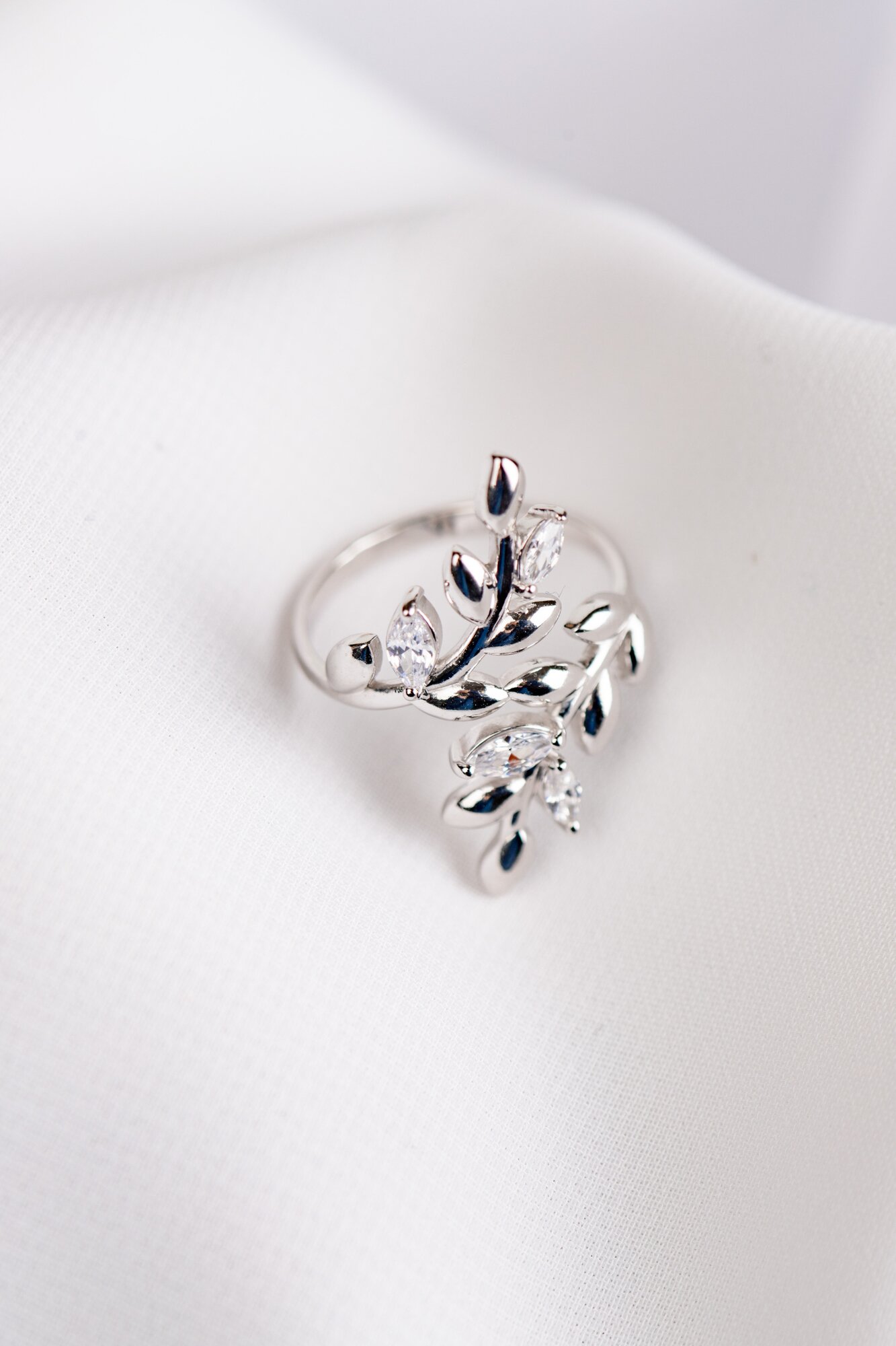 Кольцо, серебро, 925 проба, родирование, фианит