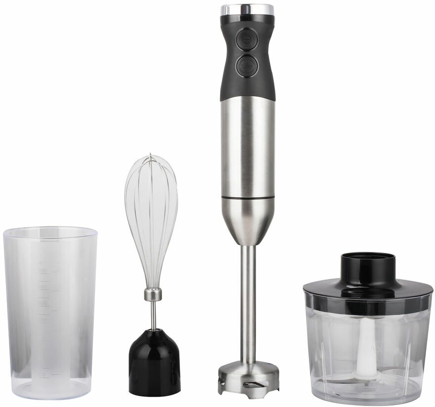 Блендер Hyundai HYB-H3824, мощность 800Вт, стационарный, погружной, серебристый