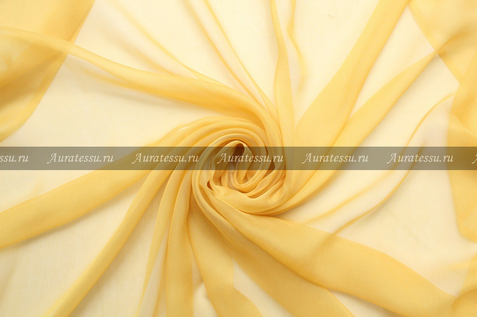 Ткань Шелковый шифон желтый с лёгким креш эффектом, ш110см, 0,5 м