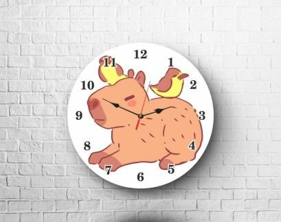 Часы настенные MIGOM круглые 20 см Капибара, Capybara - 0004