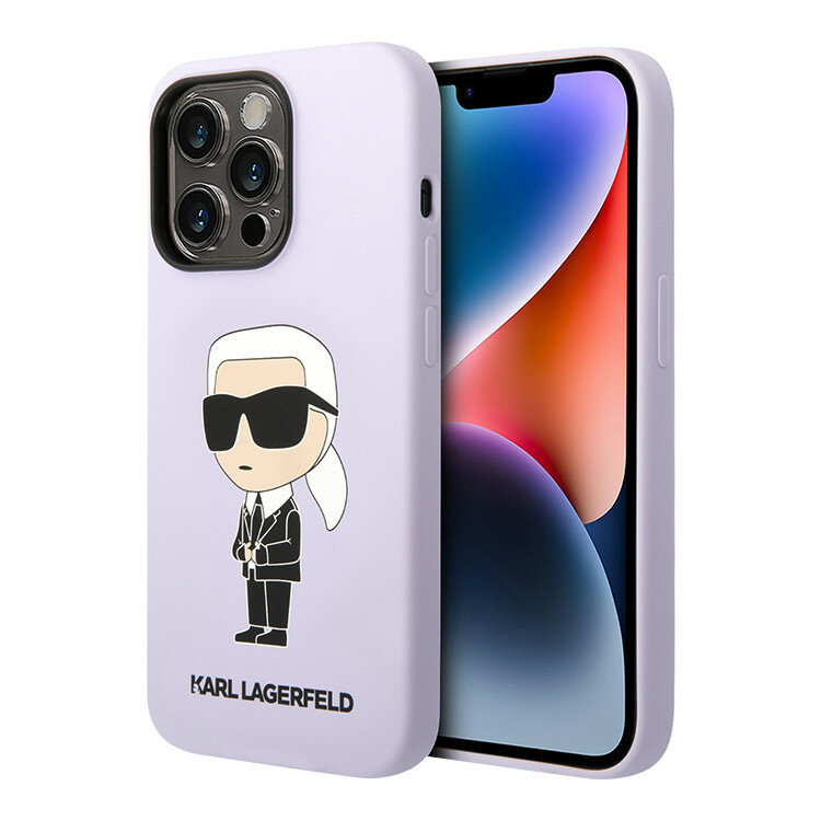 Karl Lagerfeld силиконовый чехол для iPhone 14 Pro Max, Liquid silicone NFT Karl Ikonik фиолетовый