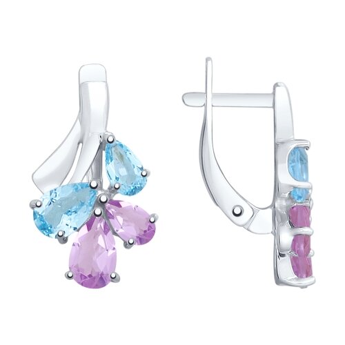 Серьги, серебро, 925 проба, топаз