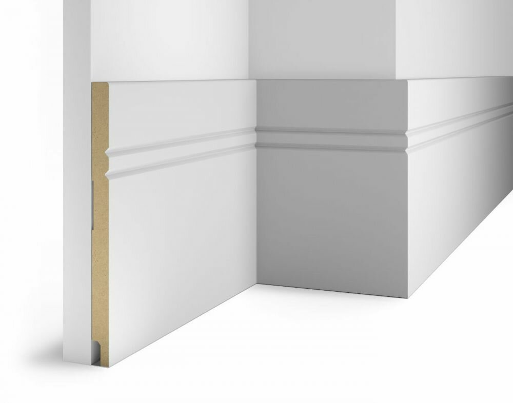 Плинтус МДФ под Покраску с Пазом Cosca AP27 Белый В230хШ16хД2400 мм / Коска.