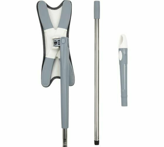 Швабра Spin Mop, с отжимом, насадка из микрофибры, светло-серая