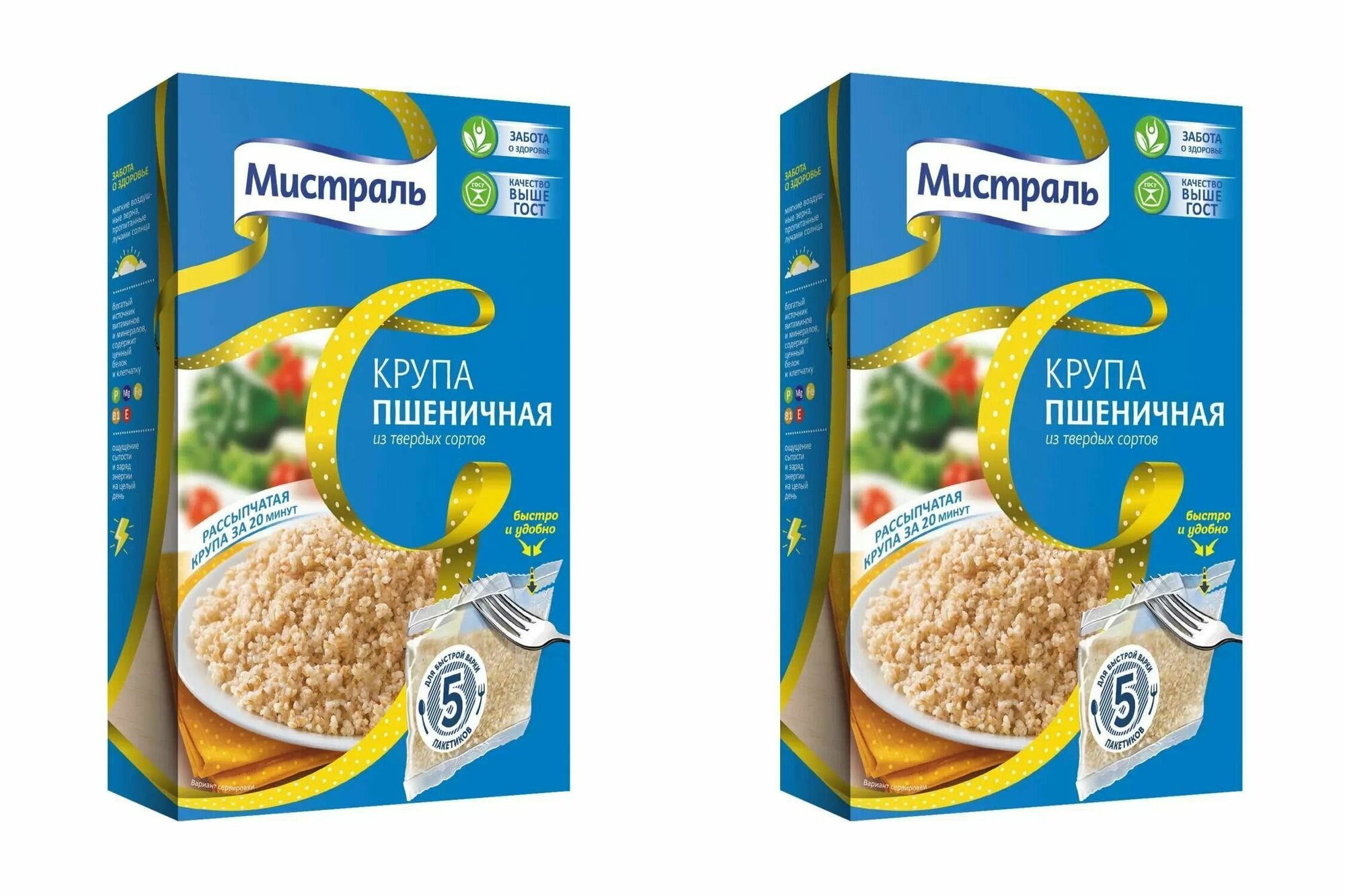 Мистраль Крупа Пшеничная, 5 пакетиков по 80 гр, 2 уп
