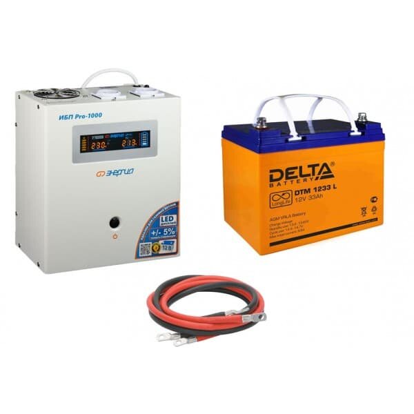 ИБП для котла | Инвертор (ИБП) Энергия PRO-1000 + Аккумуляторная батарея Delta DTM 1233 L