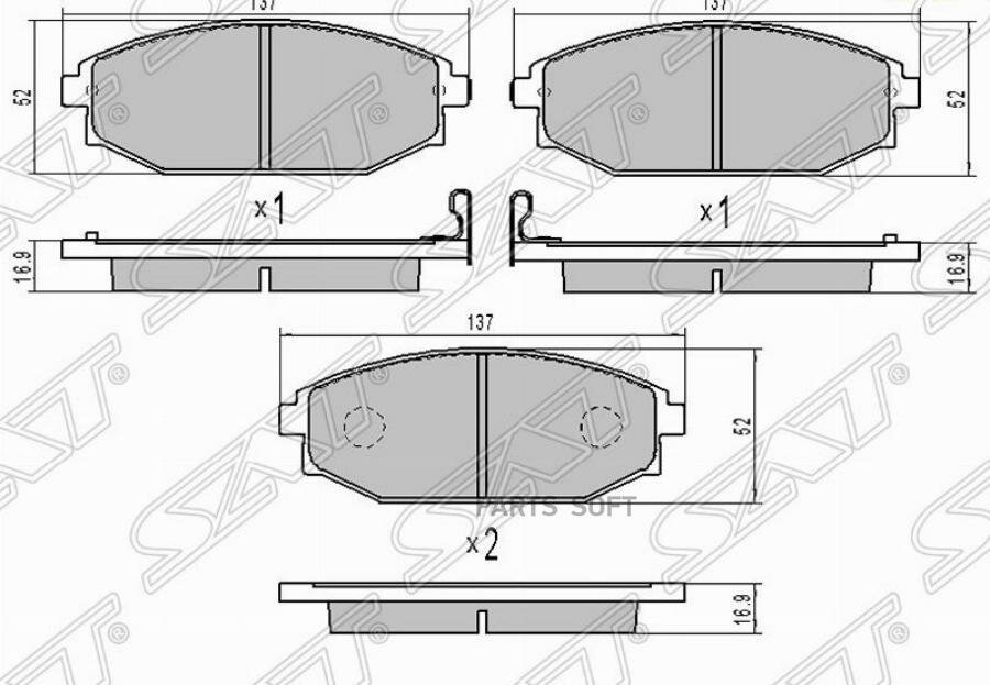 Колодки тормозные (Спереди) Hyundai Elantra 00-03 / Toyota Hilux Pick Up 04-11 SAT ST-58101-M1A00 | цена за 1 шт