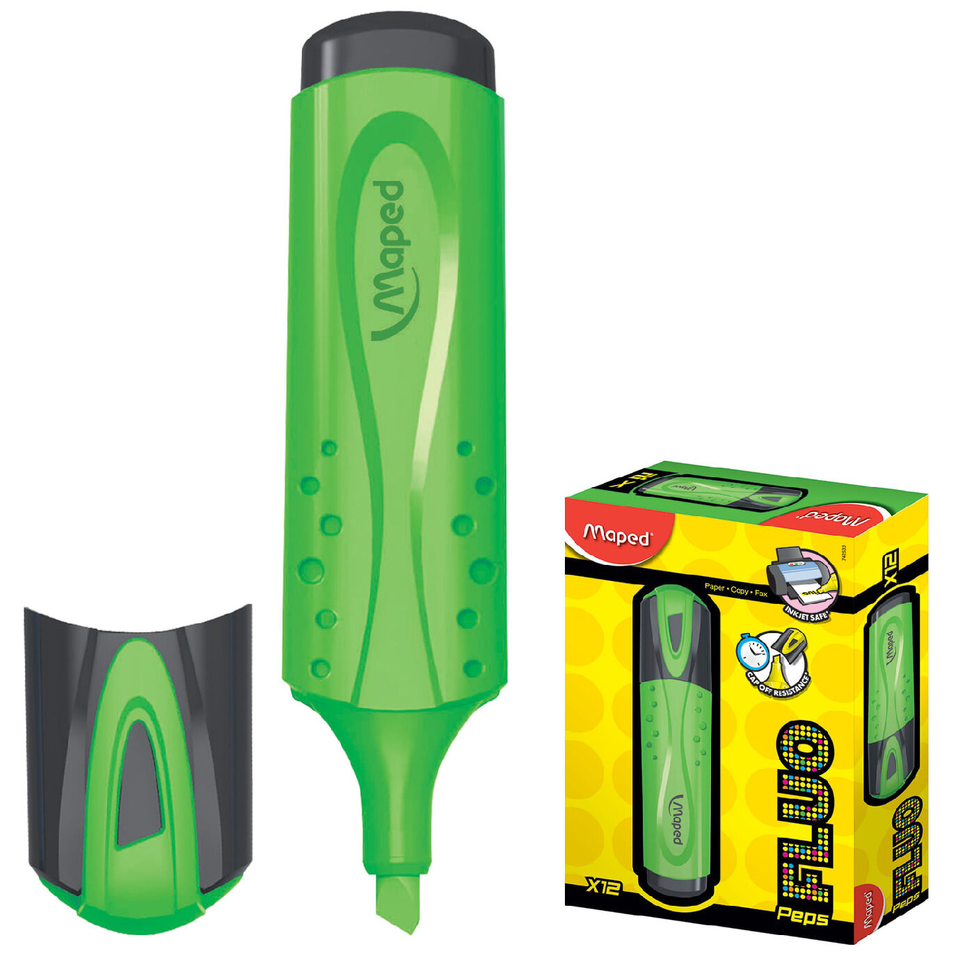 Текстовыделитель MAPED "Fluo Pep's Classic", зеленый, линия 1-5 мм, 742533