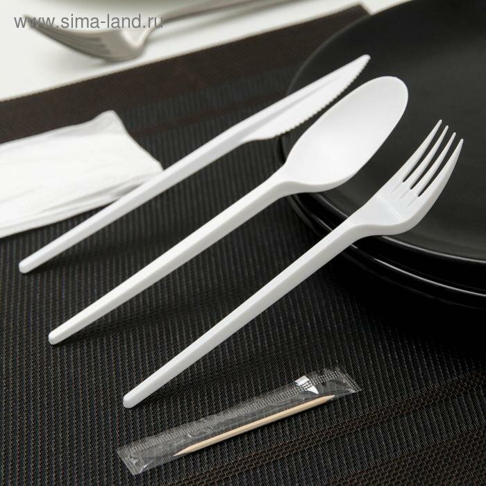 Набор столовых приборов 5 в 1, вилка + ложка + нож + салфетка + зубочистка 5467140