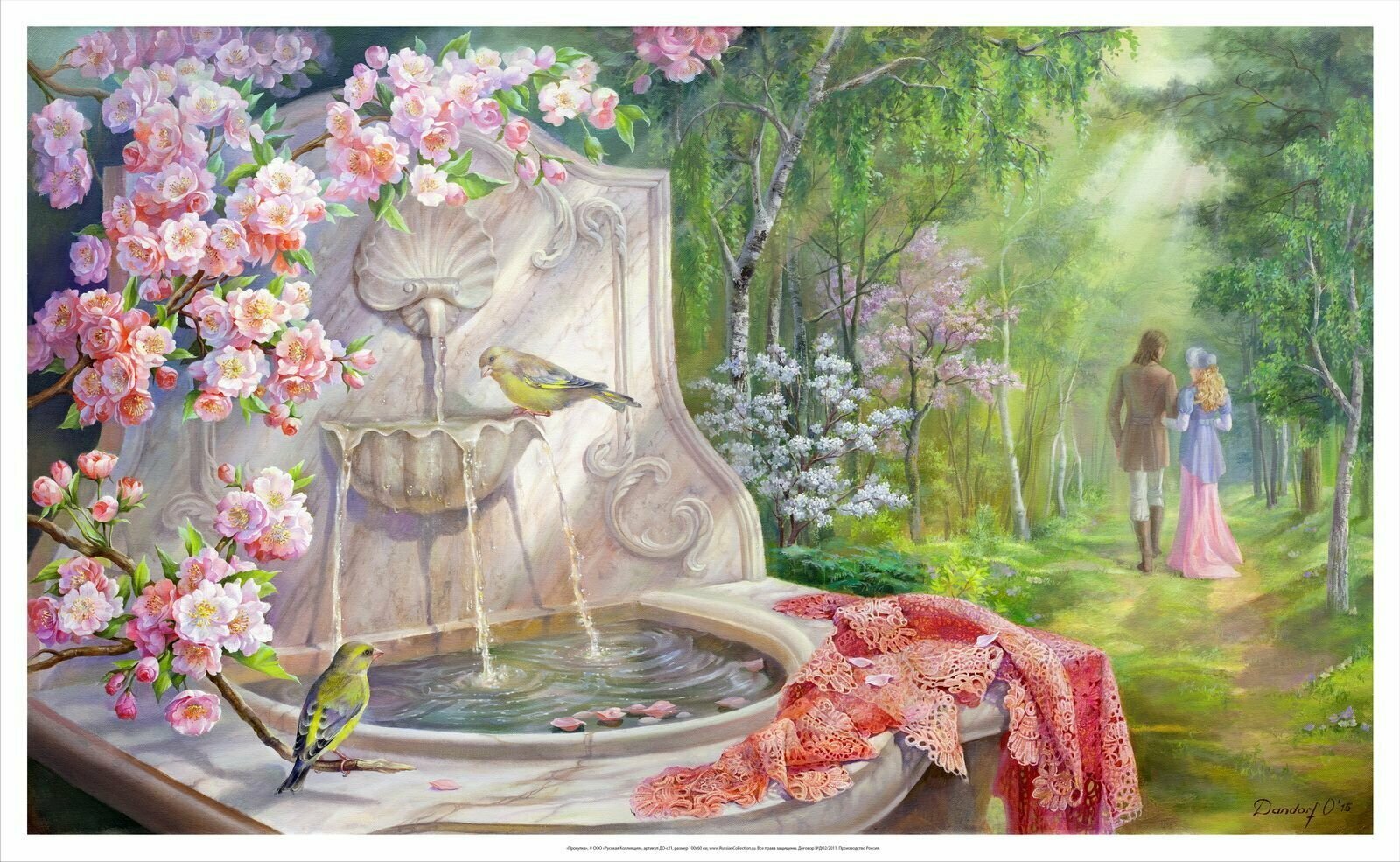 Постер на холсте "Прогулка", 100х60 см, художник - Дандорф Ольга. Холст в рулоне, Арт. ДО-р21