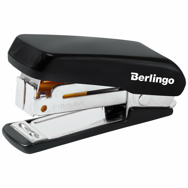 Мини-степлер №24/6, 26/6 Berlingo "Comfort" до 20л, пластиковый корпус, черный, 320537