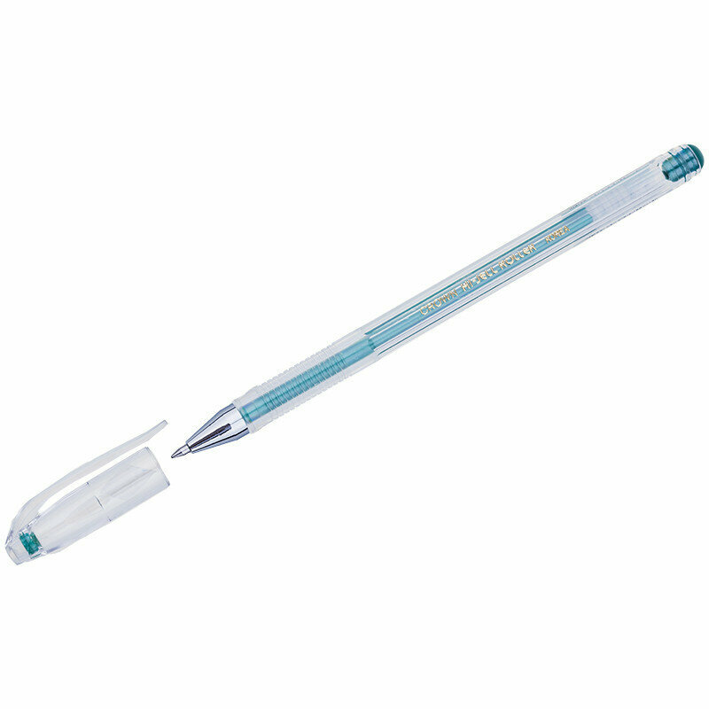 Ручка гелевая Crown "Hi-Jell Metallic" зеленая металлик, 0,7мм, 12 штук, 001961