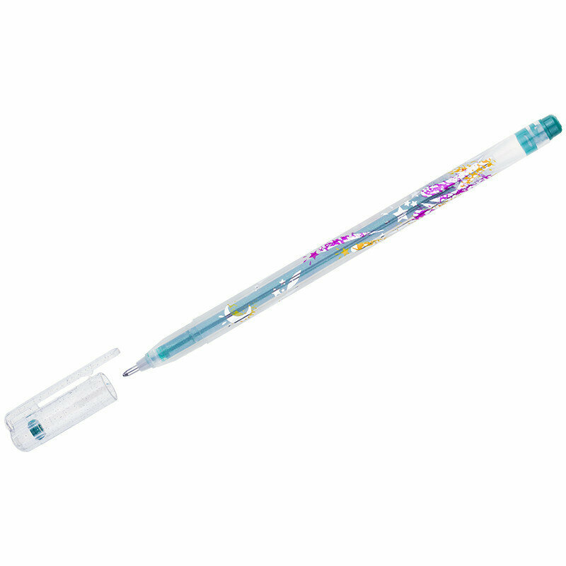 Ручка гелевая Crown "Glitter Metal Jell" зеленая с блестками, 1,0мм, 063895