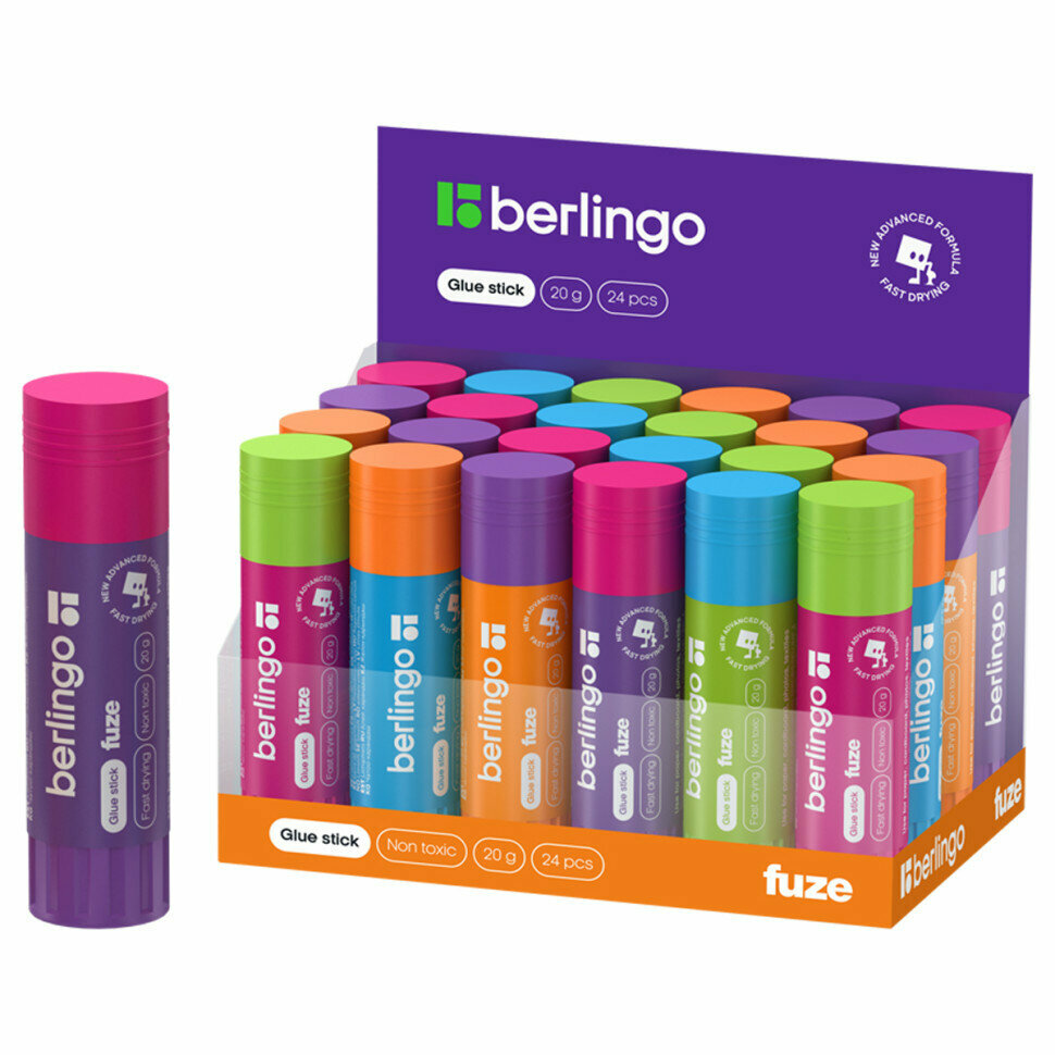 Клей-карандаш Berlingo "Fuze", 20г, ПВП, 265916
