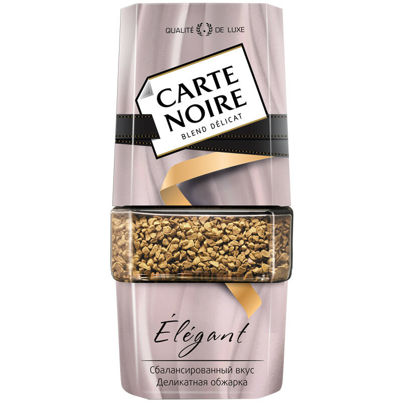 Кофе растворимый Carte Noire "Elegant", сублимированный с добавлением молотого, стеклянная банка, 314670