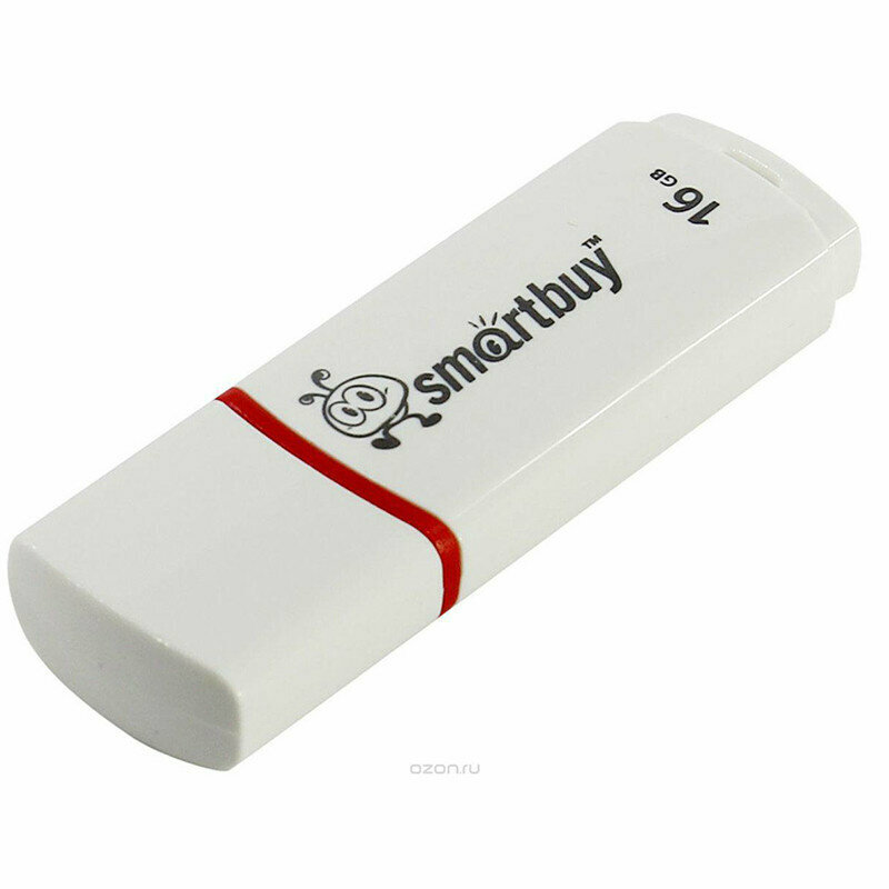 Память Smart Buy "Crown" 16GB, USB 2.0 Flash Drive, белый, 244815
