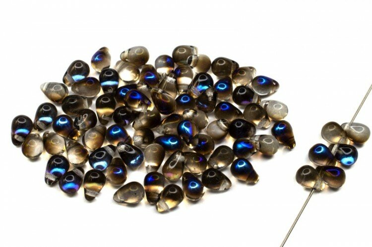 Бусины Side Drill Tear Drop 6х4мм, отверстие 0,8мм, цвет 00030/22201 Azuro прозрачный, 754-084, 10г (около 70шт)