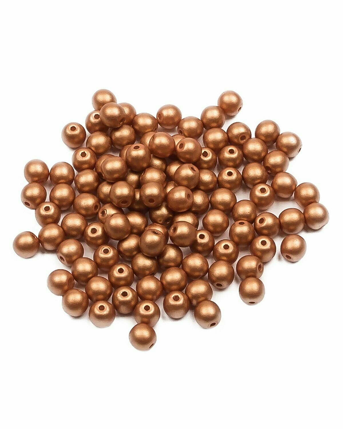 Стеклянные чешские бусины, круглые, Round Beads, 4 мм, цвет Alabaster Metallic Copper, 100 шт.