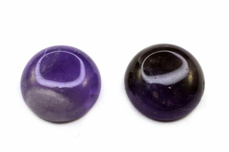 Кабошон круглый 16мм, Аметист, оттенок фиолетовый, 2023-011, 1шт