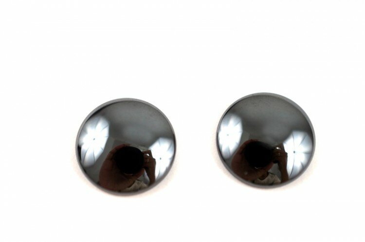 Кабошон круглый 14мм, Гематит немагнитный синтетический, оттенок гематитовый, 2022-001, 1шт