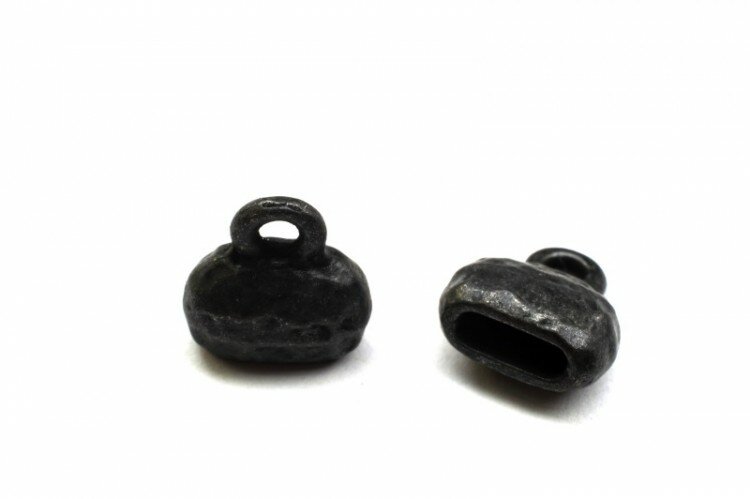 Концевик-кримп TierraCast Distressed 10,5х10х5мм, внутренний диаметр 6х2мм, отверстие 2,2мм, цвет черный, 94-5853-13, 2шт