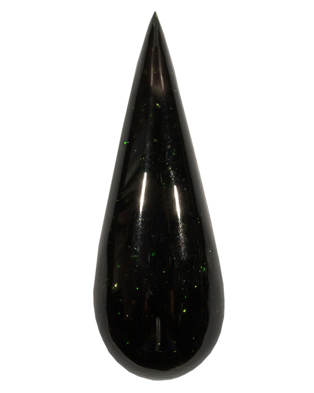 Кабошон из зеленого авантюрина (имитация), размер 56х21х11 мм, вес 20 грамм