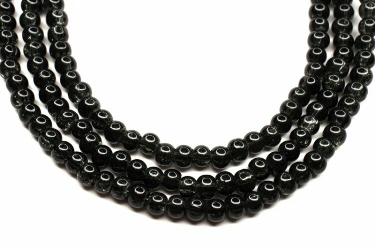 Бусина круглая с эффектом кракле, диаметр 4мм, отверстие 1мм, цвет серый, 550-013, 20шт