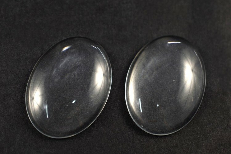 Кабошон стеклянный овальный 40х30мм, цвет прозрачный, 2000-021, 1шт