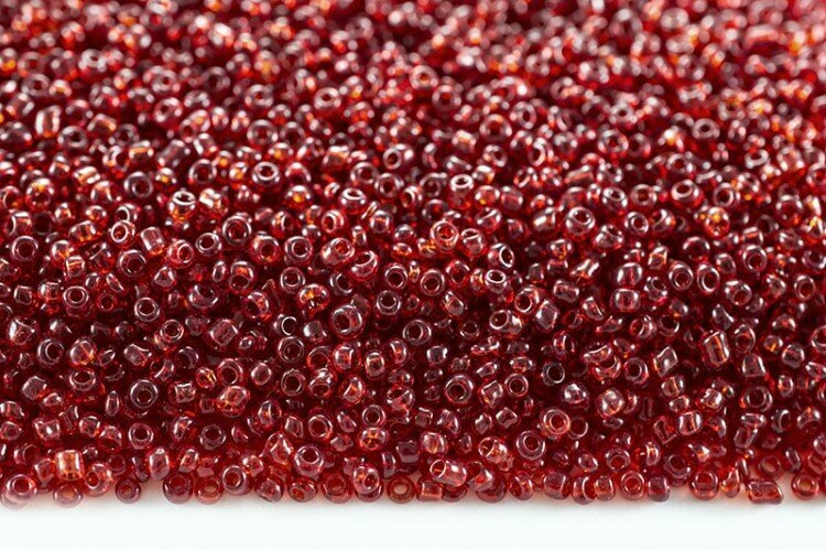 Бисер китайский круглый размер 8/0, цвет 0005В красный прозрачный, 450г