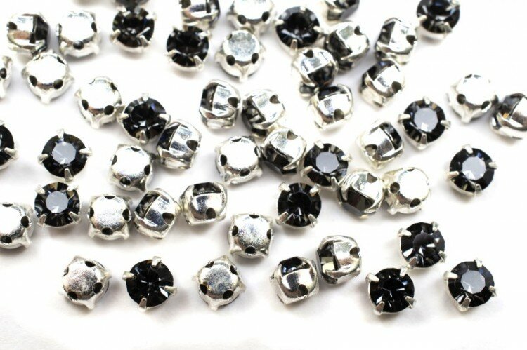 Шатоны Preciosa Maxima 4мм в оправе, цвет crystal Nightfall/silver, 63-076, 10шт
