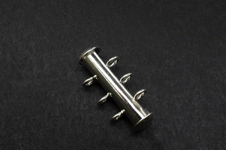 Замок-слайдер на 3 нити 21х10мм, отверстие 2мм, цвет серебро, сплав металлов, 08-058, 1шт