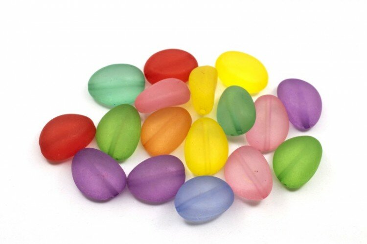 Бусины акриловые Капля 18х14х9мм, отверстие 1,5мм, ассорти цветов, матовый, 540-087, 10шт