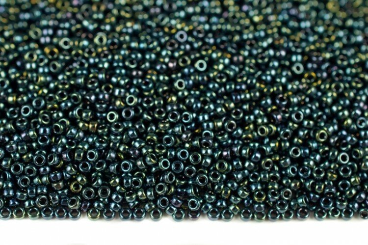 Бисер японский MIYUKI круглый 15/0 #0456 серо-синий ирис, металлизированный, 10 грамм