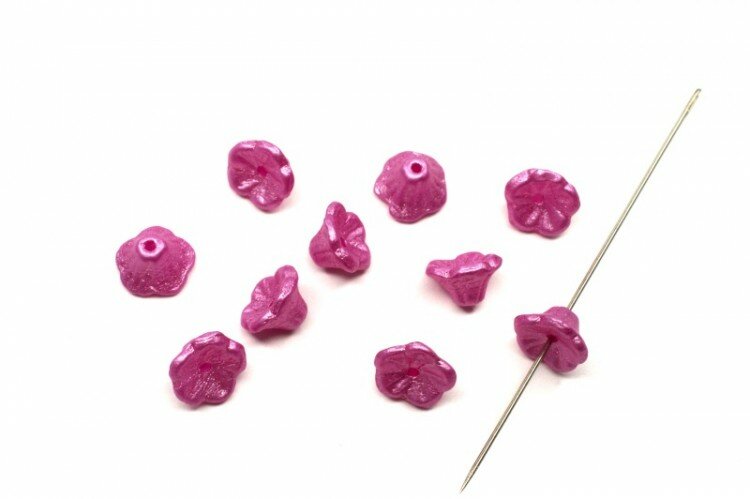 Бусина Цветочек 7х5мм, отверстие 0,5мм, цвет 02010/24005 розовый, 735-132, 10шт