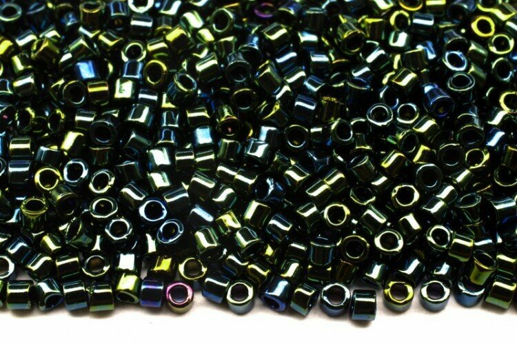 Бисер японский TOHO Treasure цилиндрический 11/0 #0084 зеленый/коричневый, металлизированный ирис, 5 грамм