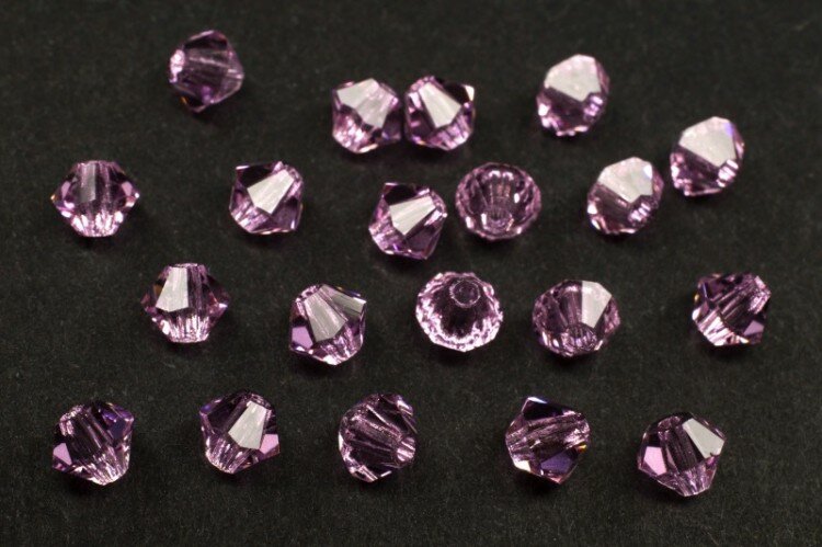 Бусины биконусы хрустальные 4мм, цвет PINK SAPPHIRE, 746-082, 20шт