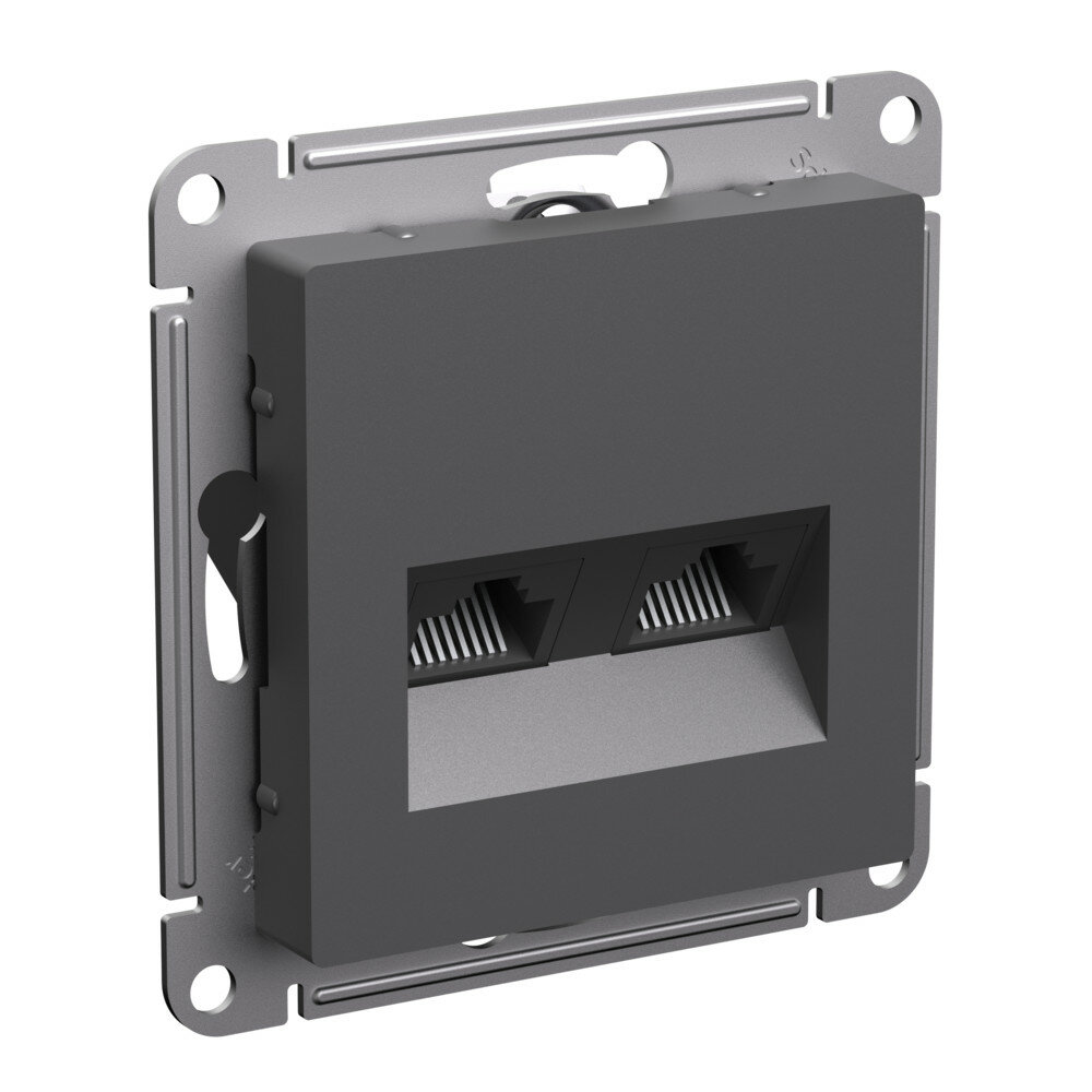 Розетка двойная компьютерная RJ45+RJ45 Systeme Electric AtlasDesign базальт