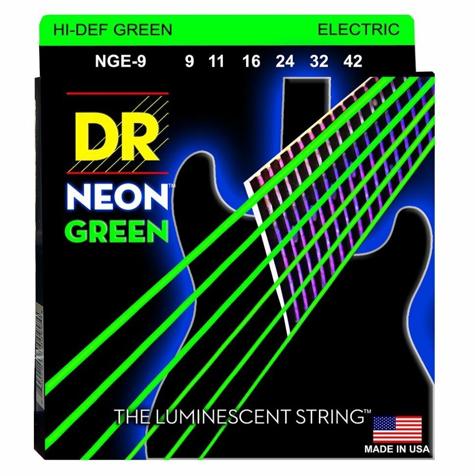 Струны для электрогитары DR Neon HiDef Green NGE-9 9-42