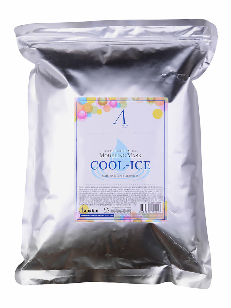 Anskin Original Маска для лица косметическая, альгинатная с охлаждающим и успокаивающим Эффектом Cool-Ice Modeling Mask, пакет, 1кг
