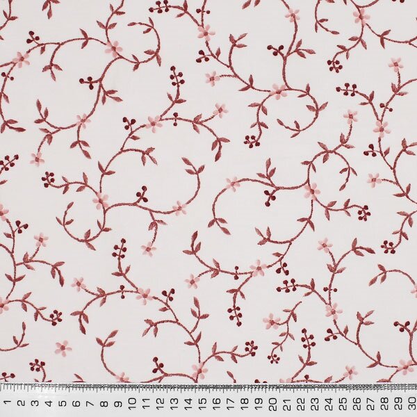 Ткань мебельная велюр с цветочным бордово-белым орнаментом 150х100 см