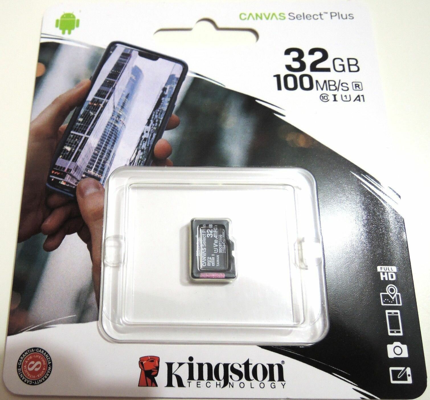 Карта памяти Kingston "Canvas Select Plus", MicroSD, 32GB, Class 10, UHS-I, A1, Black