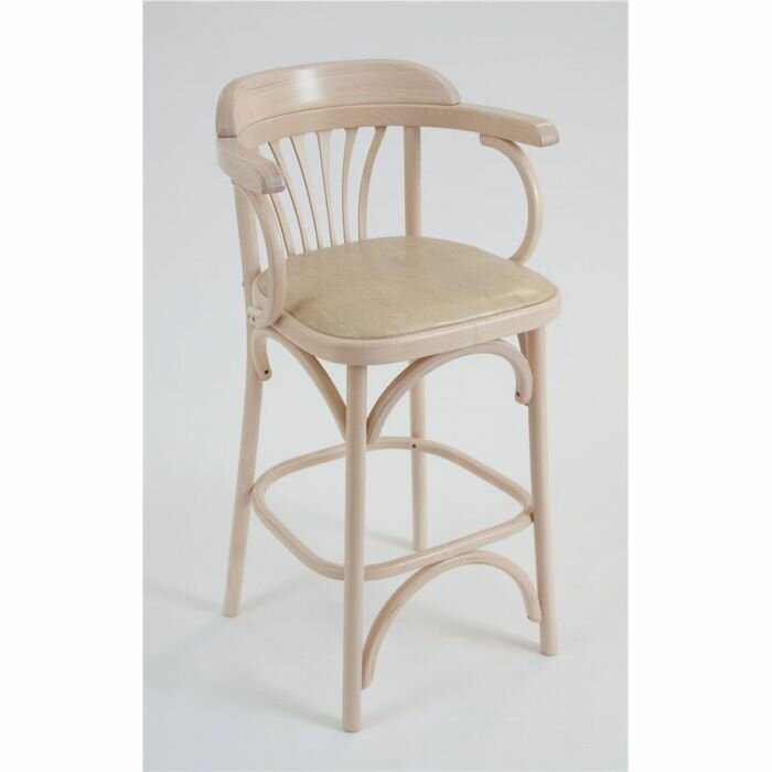 Стул барный 650 Венский Михаэль мягкий (беленый дуб, экокожа бежевая)