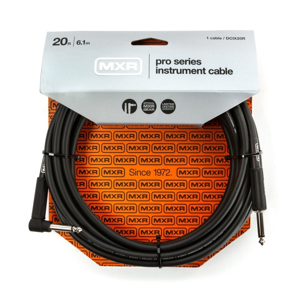 Кабель инструментальный, Dunlop DCIX20R MXR, черный, прямой-угловой, 6 м