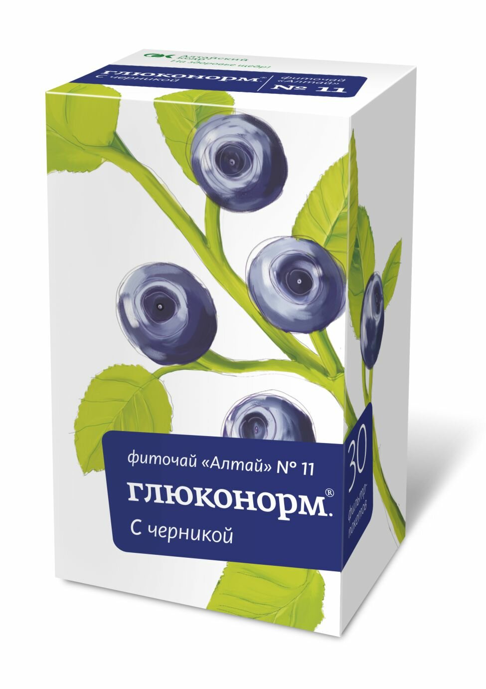 Фиточай Алтай № 11 Глюконорм. С черникой, 30 фильтр-пакетов по 2,0 г