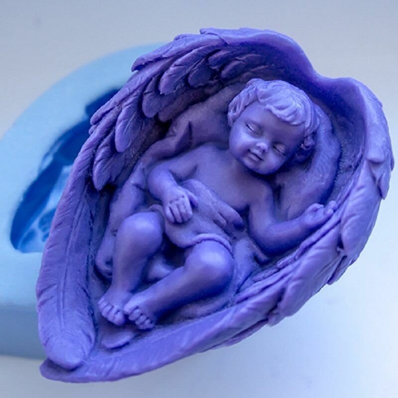 Силиконовая форма для мыла Ангел в крыльях 3D, для свечей гипса 1шт 9 * 6,5 * 4 см